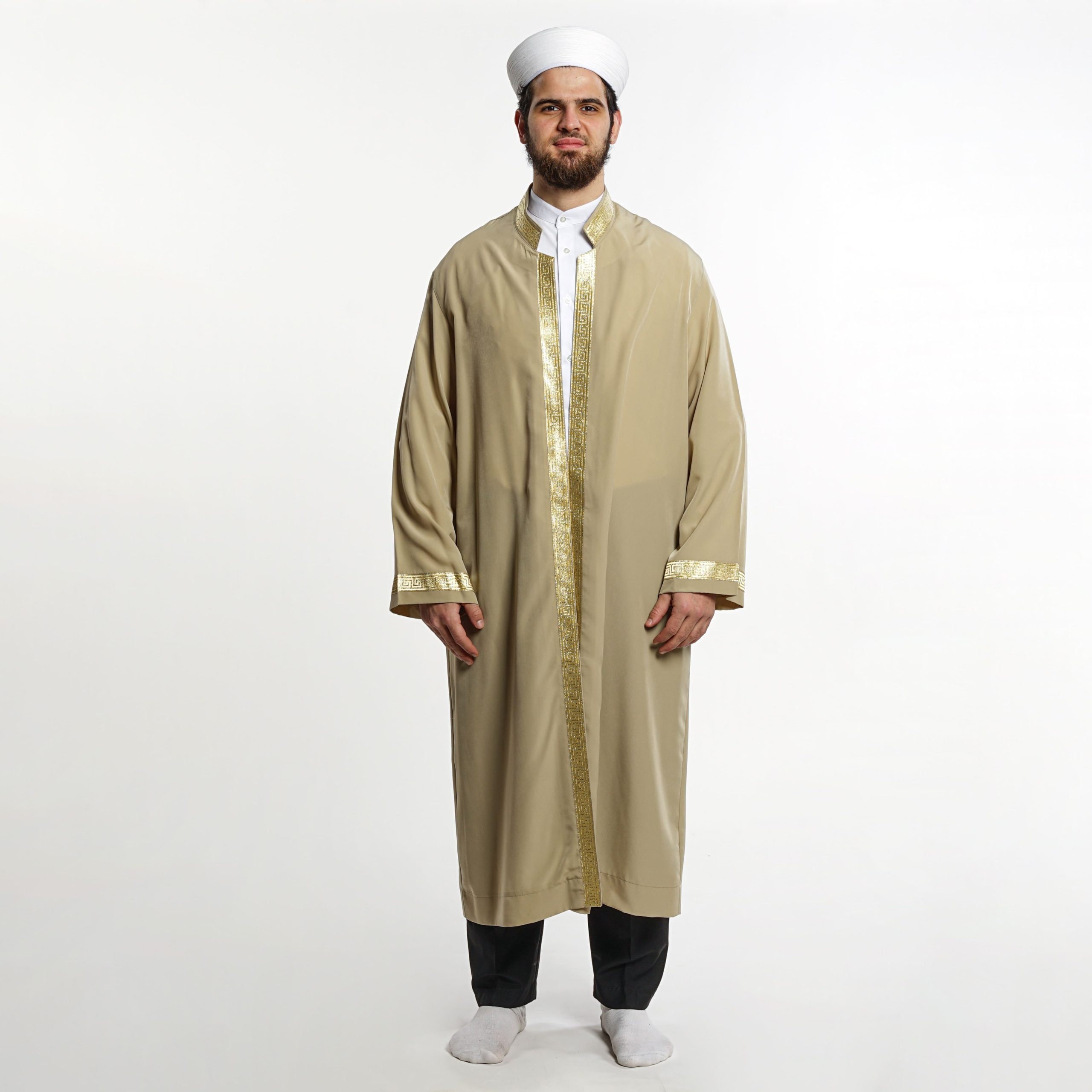 Coffee With Milk Imam Robe With Border | Coffee With Milk Prayer Robe ...