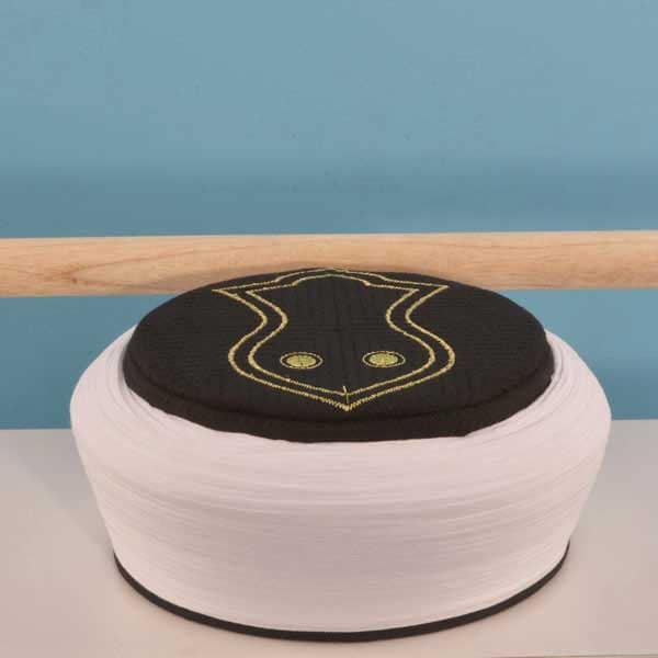 Islamic Turban Sarık – Black & White Imam Hat With Gold Embroidery ...