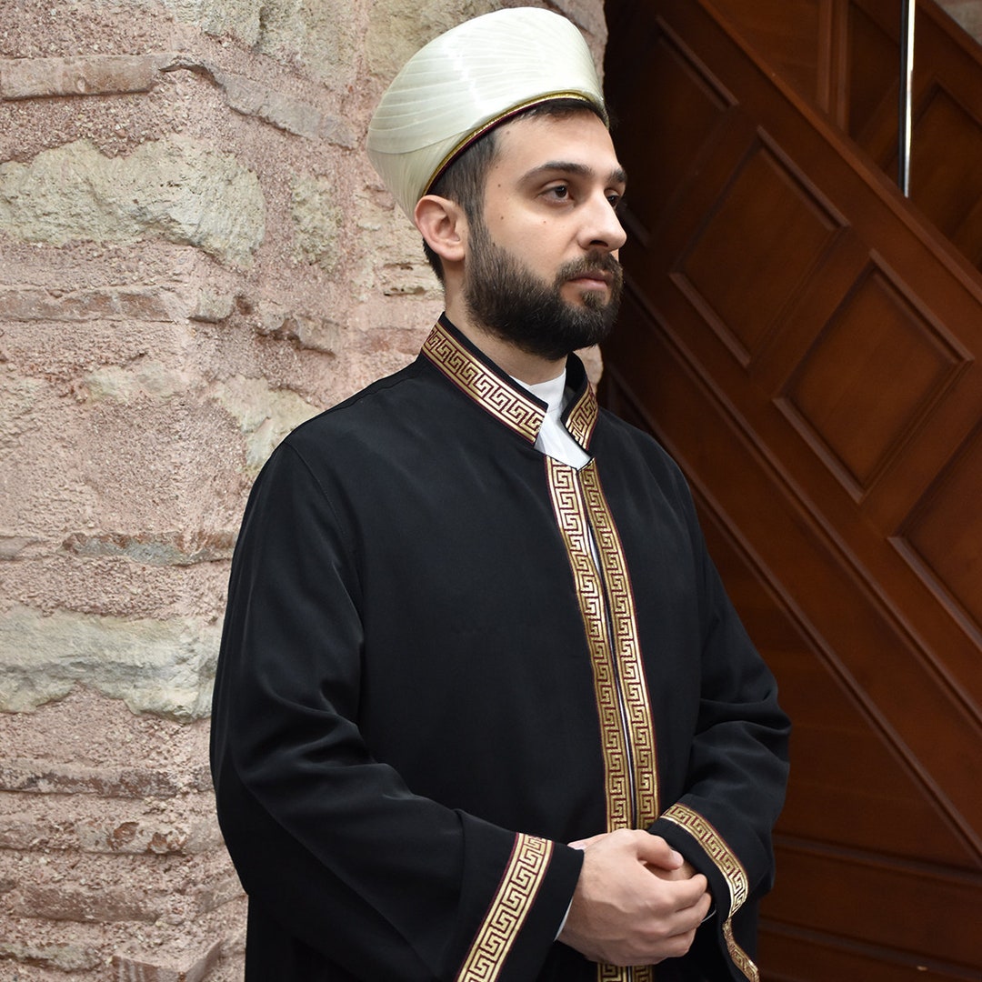 Black Imam Robe With Border Black Prayer Robe Islamic Robe - Etsy