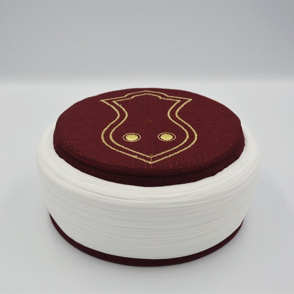 Islamic Turban Sarık – Black & White Imam Hat With Gold Embroidery ...