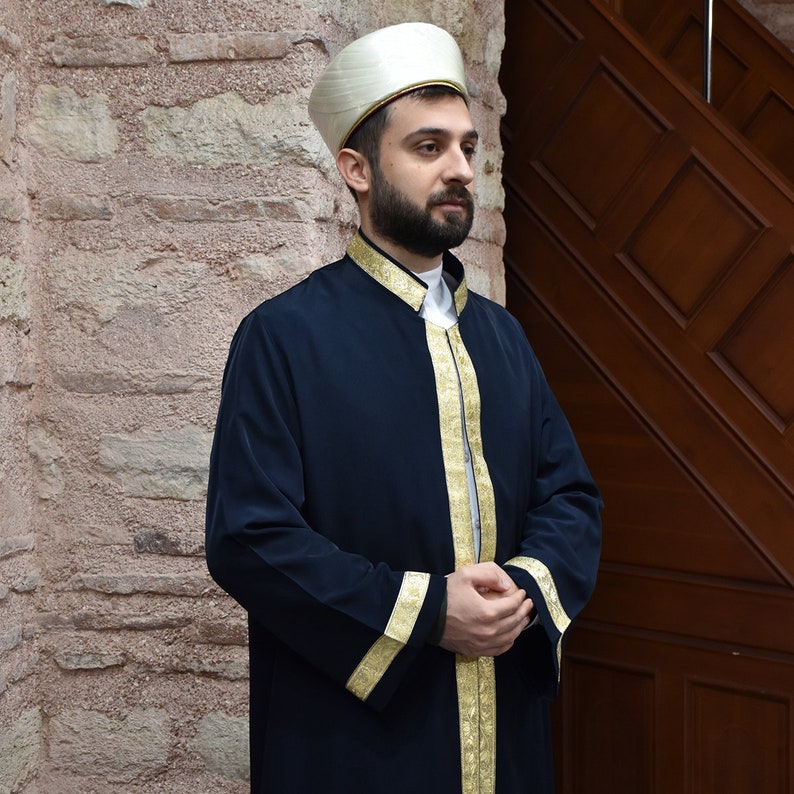 Navy Blue Imam Robe With Border Navy Blue Prayer Robe Islamic Robe - Etsy