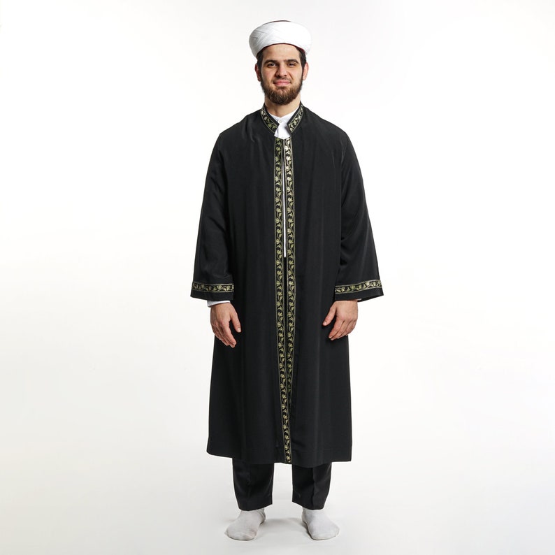 Black Imam Robe With Border | Black Prayer Robe | Islamic Robe - Etsy