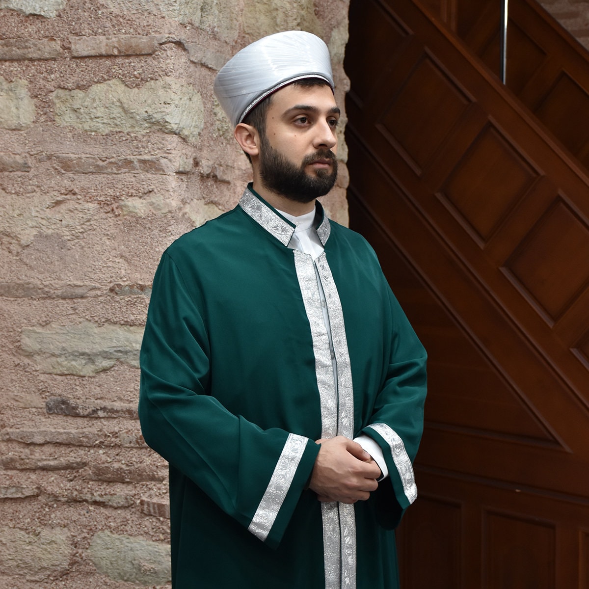 Green Imam Robe With Border Green Prayer Robe Islamic Robe - Etsy