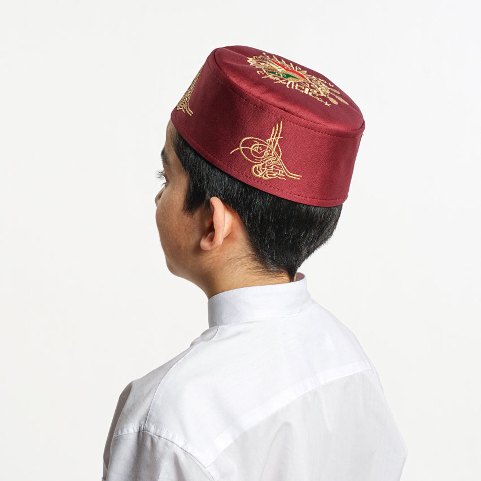 Child Ottoman Sancak Skullcap, Smooth Textured Velvet Lined Turkish ...
