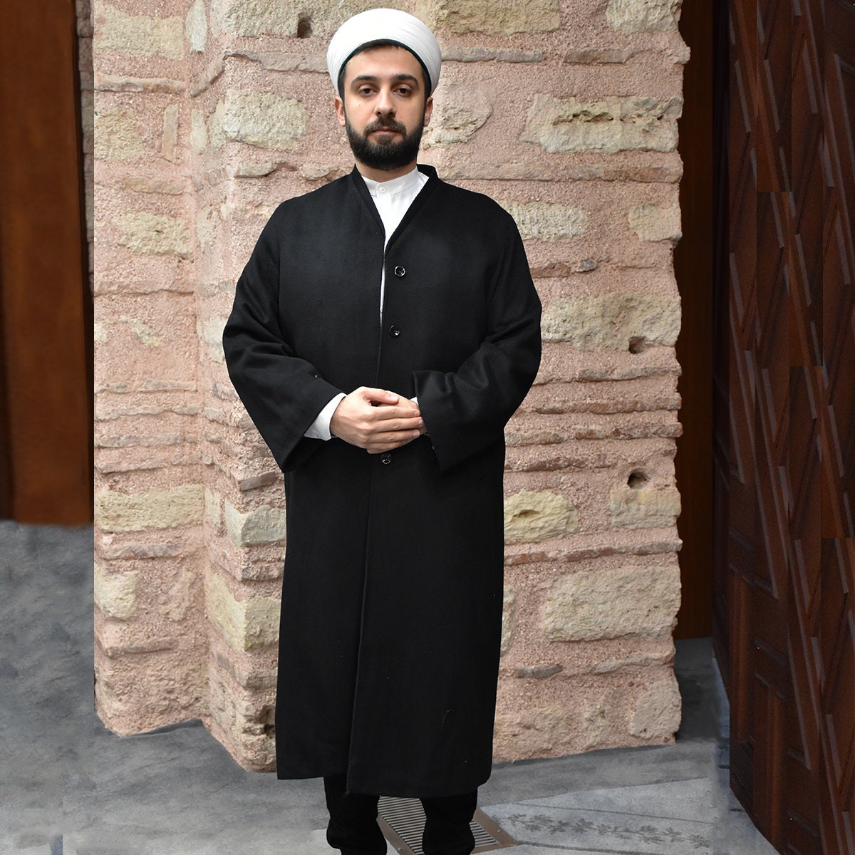 Men’s Islamic Imam Robe – Traditional Black Jubba Caftan for Prayer ...