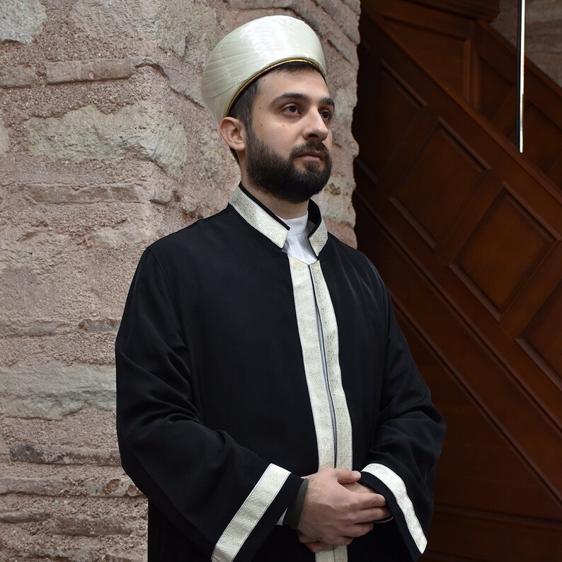 Black Imam Robe With Border Black Prayer Robe Islamic Robe - Etsy