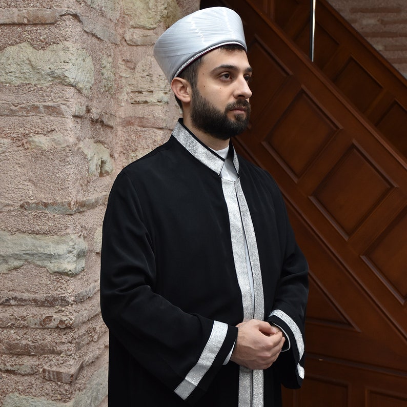 Black Imam Robe With Border Black Prayer Robe Islamic Robe - Etsy