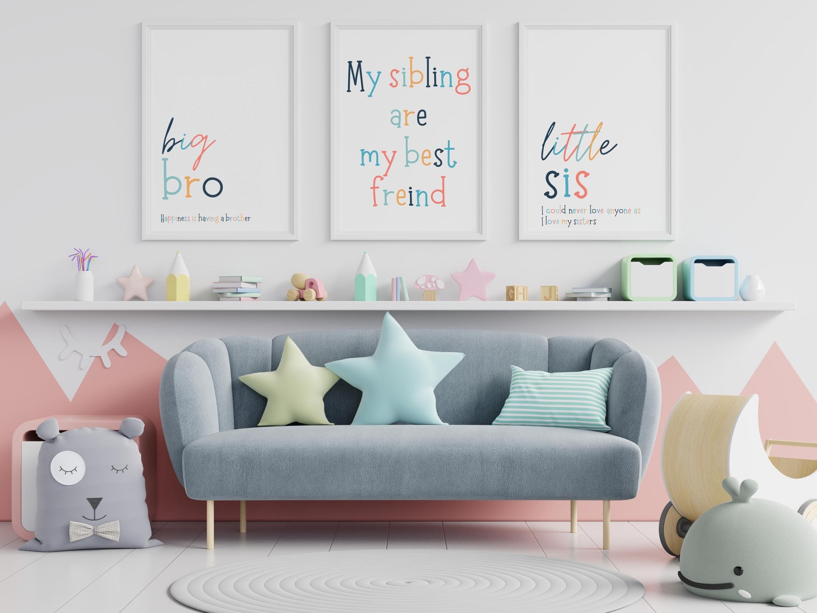 Big Bro Little Sister Printable Wall Art, Set of 3 Prints, Kids Room ...
