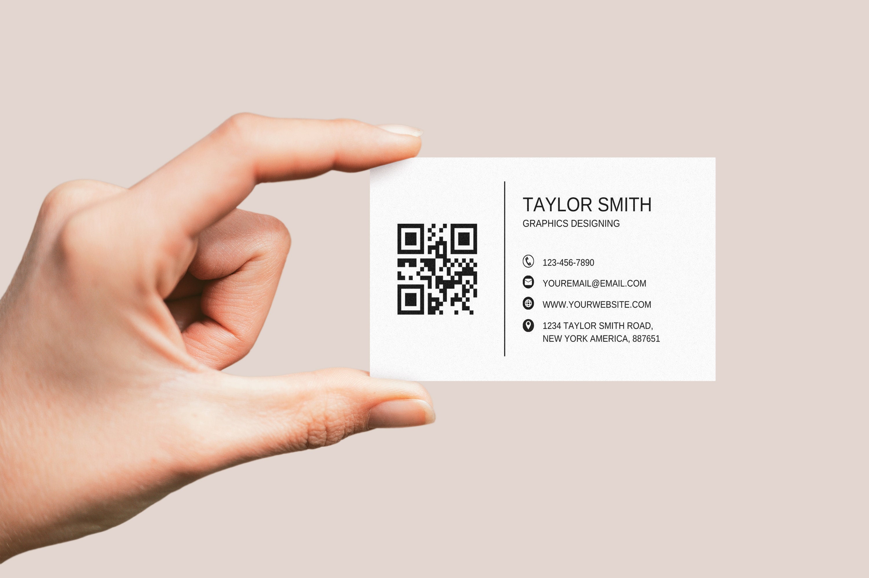 Plantilla de tarjeta de visita con código QR, tarjeta de visita imprimible y editable, tarjetas ...