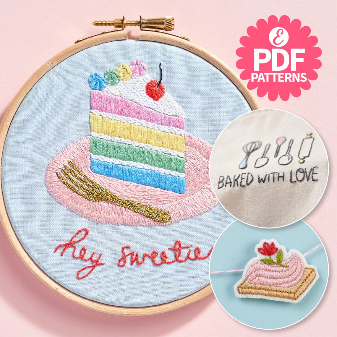 Baking-themed PDF Embroidery Motifs Bundle: 26 Designs (digital ...