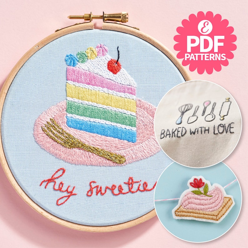 Baking-themed PDF Embroidery Motifs Bundle: 26 Designs (digital ...