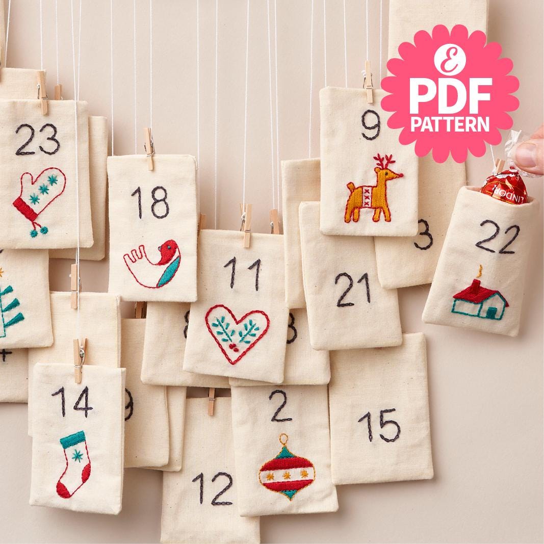 Embroidered Christmas Advent Calendar Hoop DIY Pattern (digital ...
