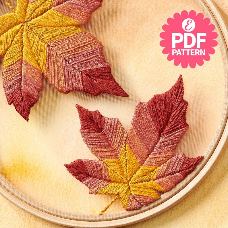 Maple Leaves Design, Love Embroidery, Digital Hand Embroidery Pattern ...