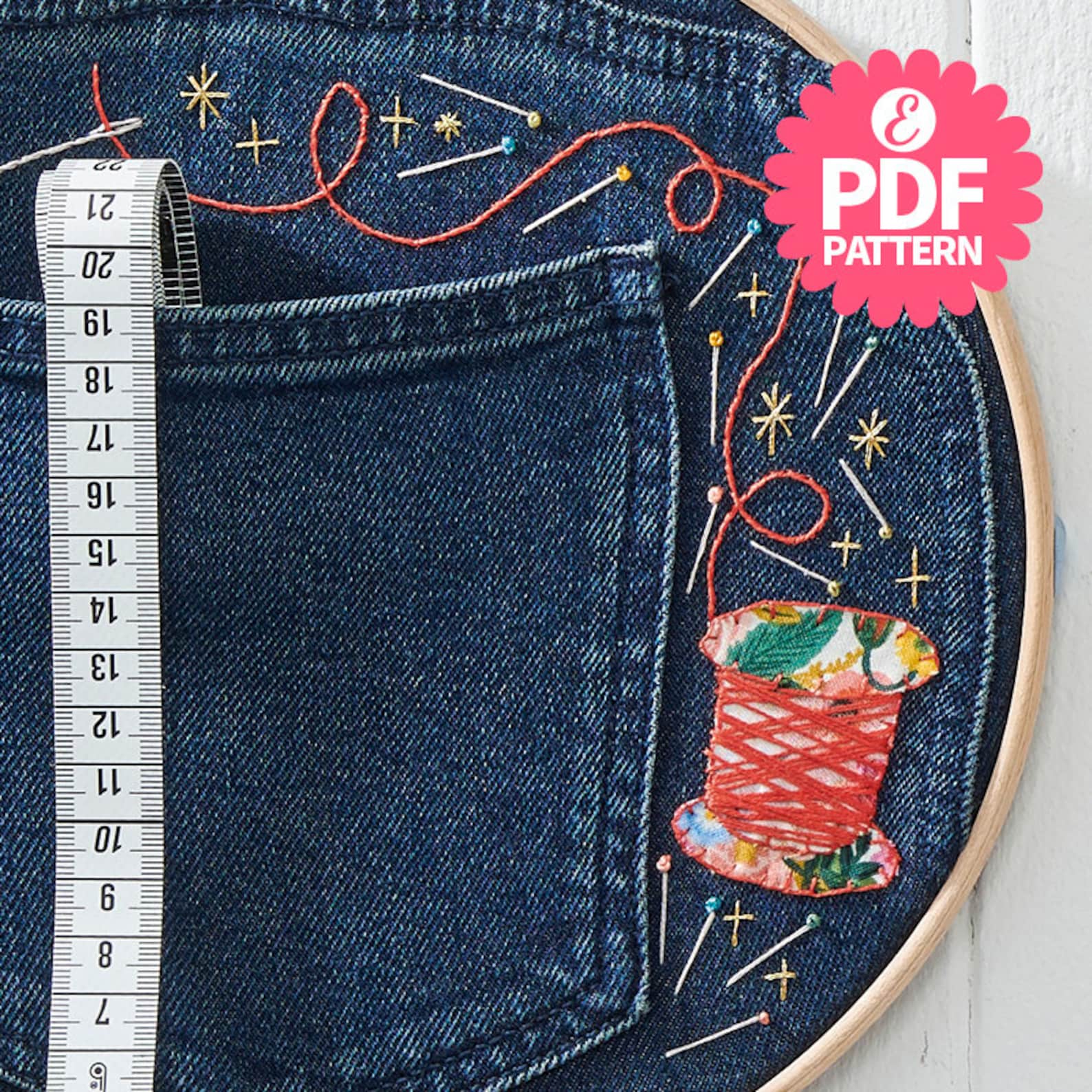 Embroidered Denim Pocket Hoop Organizer: Sewing Motifs (digital Pattern ...