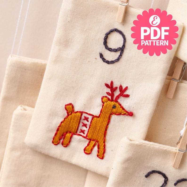 Embroidered Christmas Advent Calendar Hoop DIY Pattern (digital ...