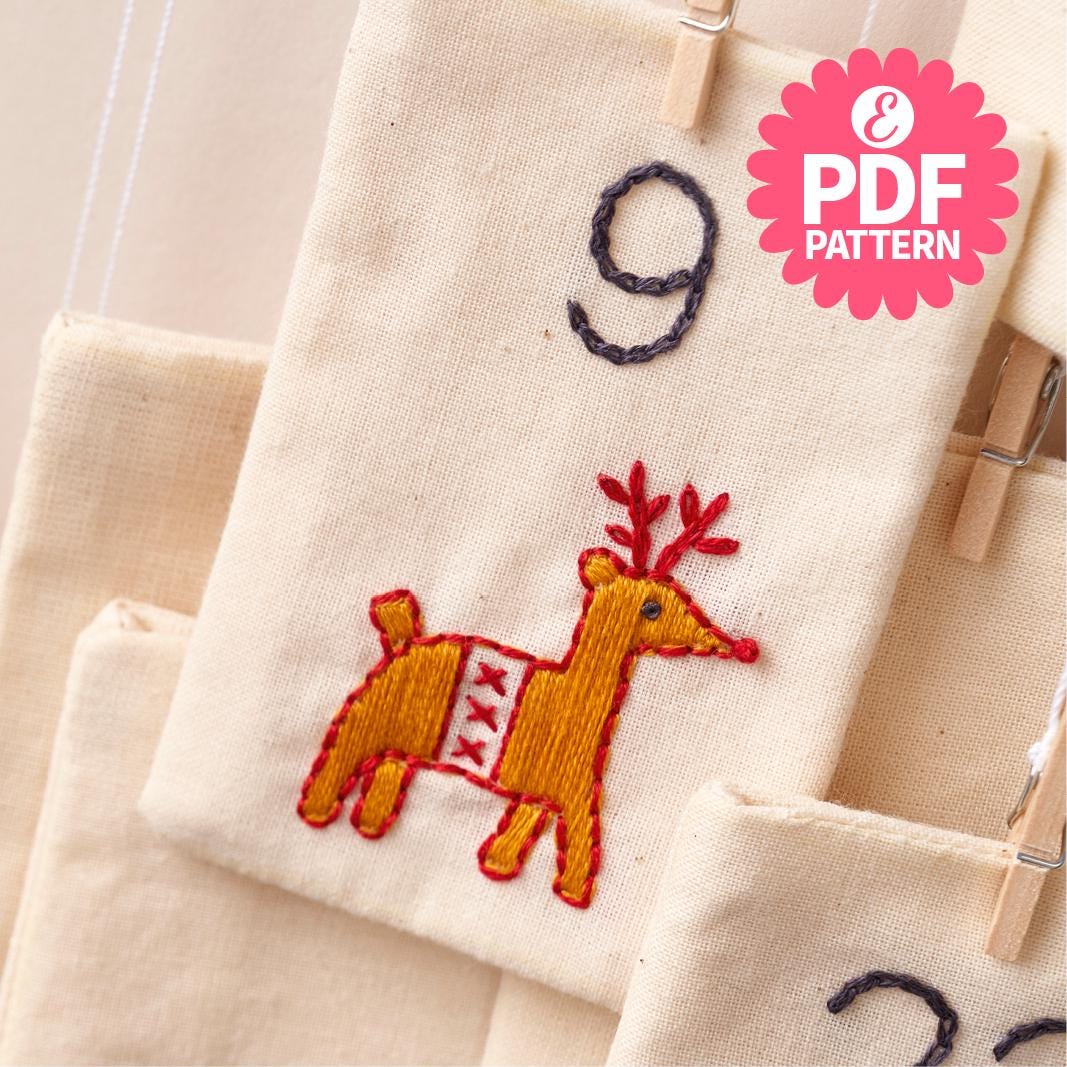 Embroidered Christmas Advent Calendar Hoop DIY Pattern (digital ...