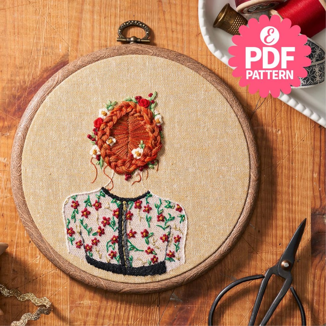 3D Hairstyle Embroidery Portrait Hoop, Love Embroidery, Digital Hand ...