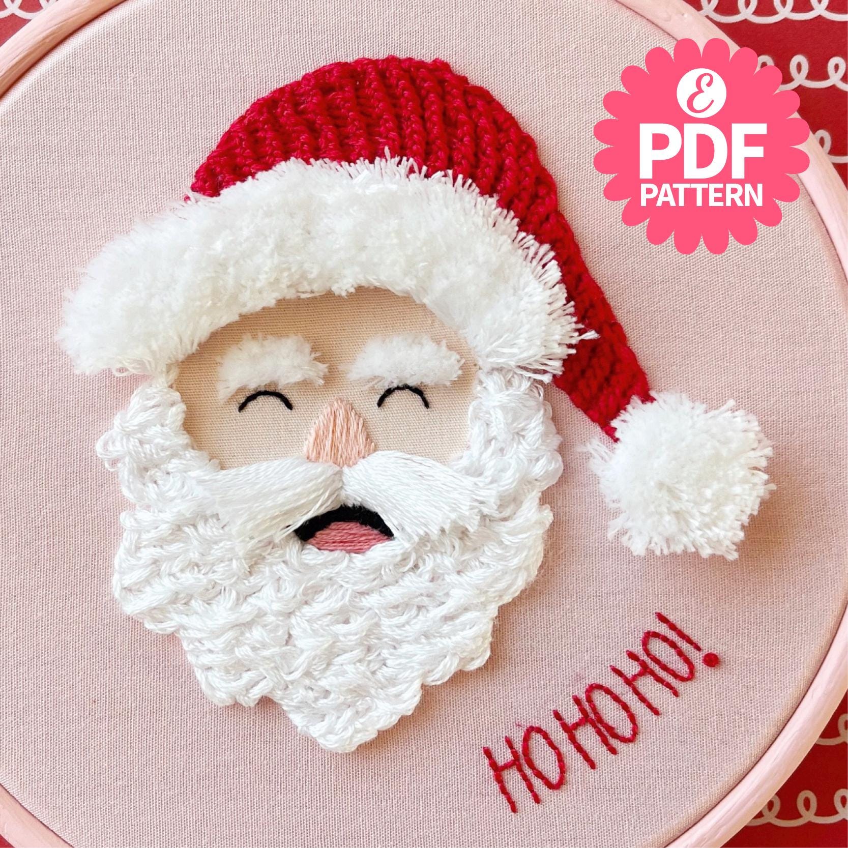 Jolly Santa Hoop, Love Embroidery, Digital Hand Embroidery Pattern ...