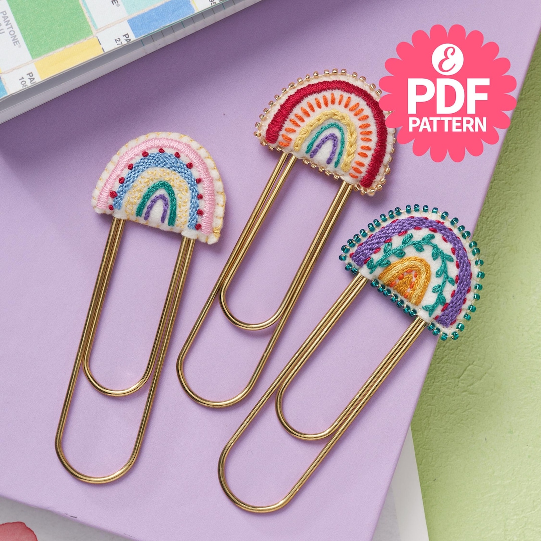 Large Rainbow Paper Clip Decals X 3 Designs, Love Embroidery, Digital ...
