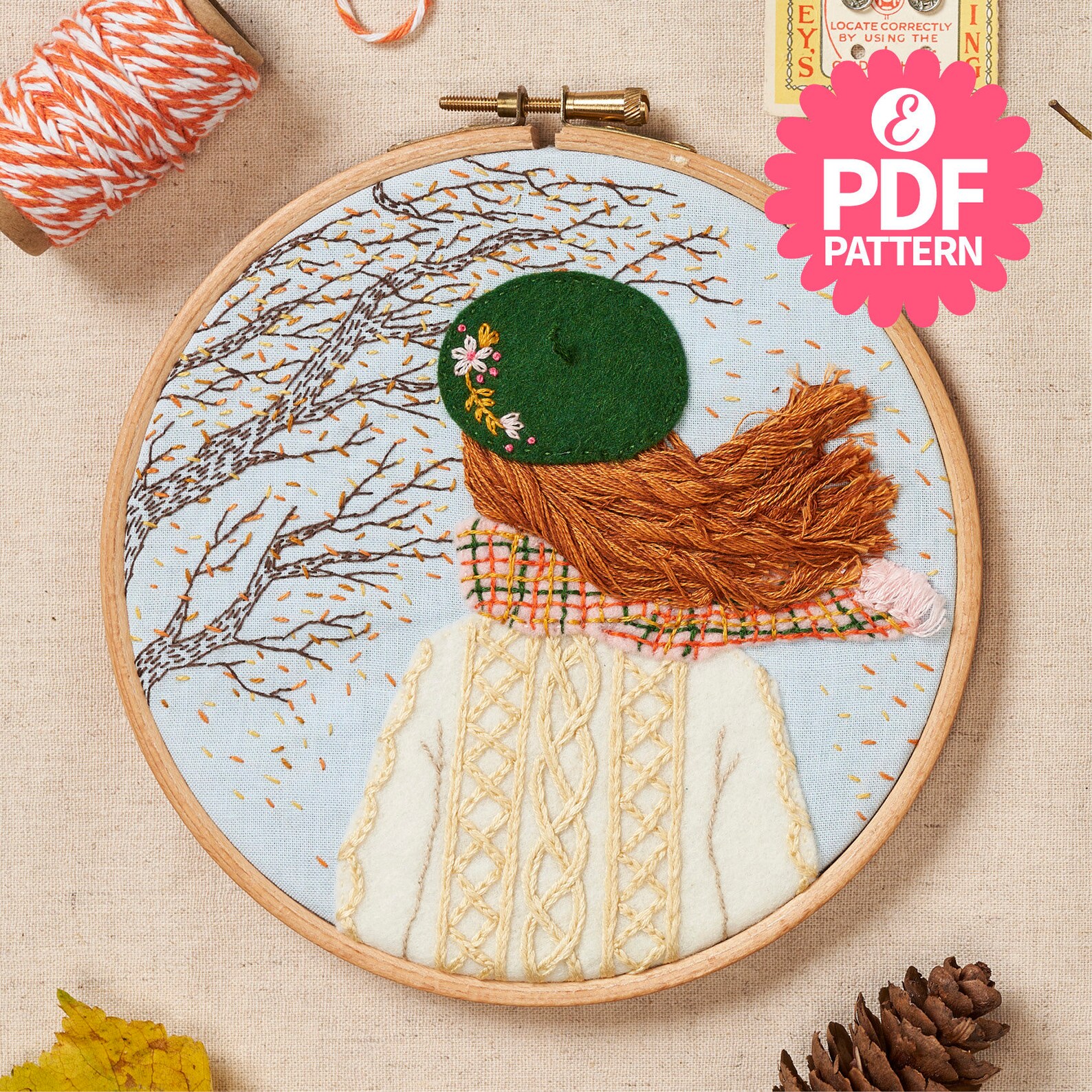 Autumn Walk 3D Hair Embroidery Design, Love Embroidery, Digital Hand ...