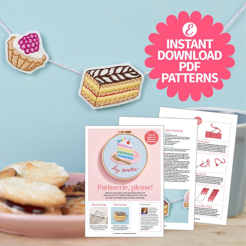 Baking-themed PDF Embroidery Motifs Bundle: 26 Designs (digital ...