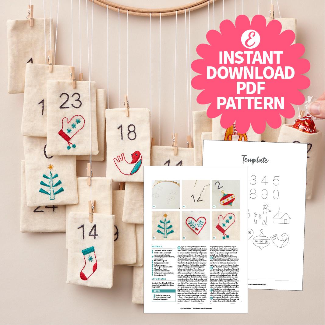 Embroidered Christmas Advent Calendar Hoop DIY Pattern (digital ...
