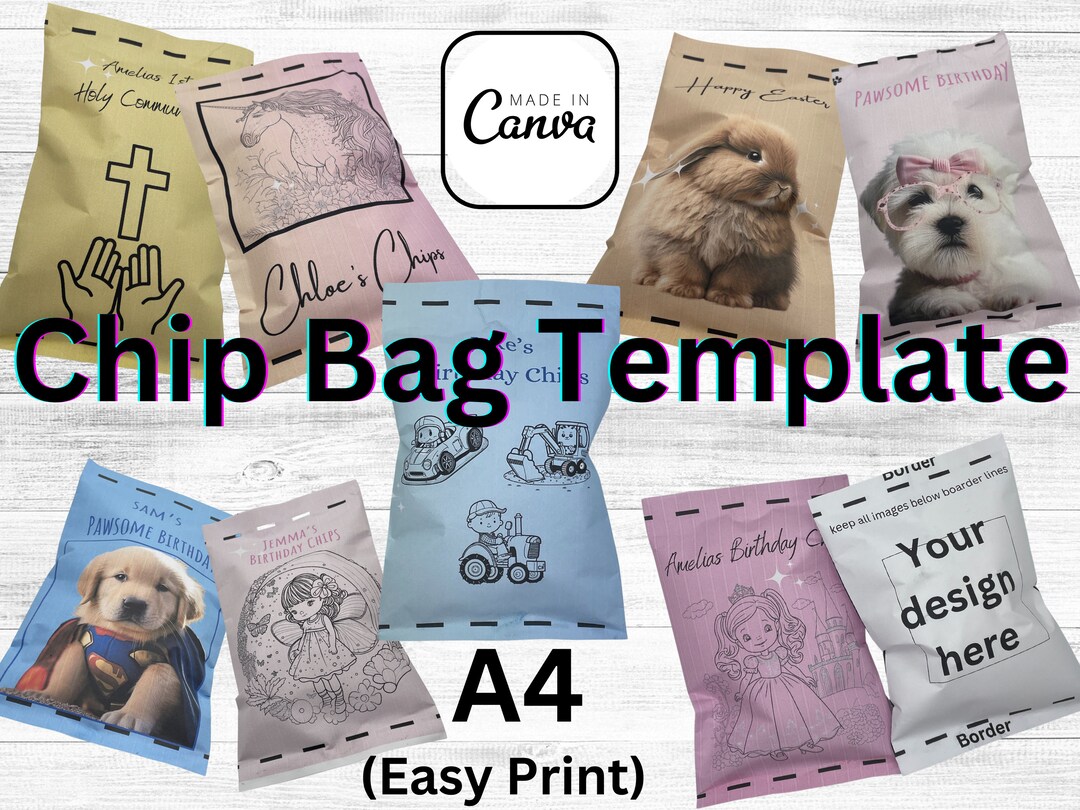 Chip /crisp Bag / Template,with 8 Done for You Templates , ,chip Packet ...