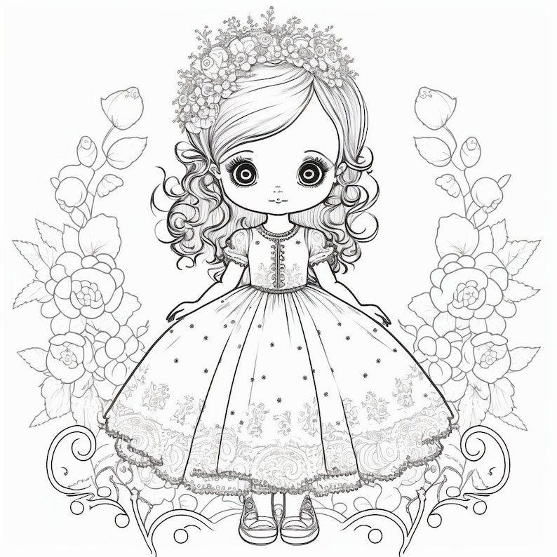 Printable Pretty Princess Coloring Pages - Etsy