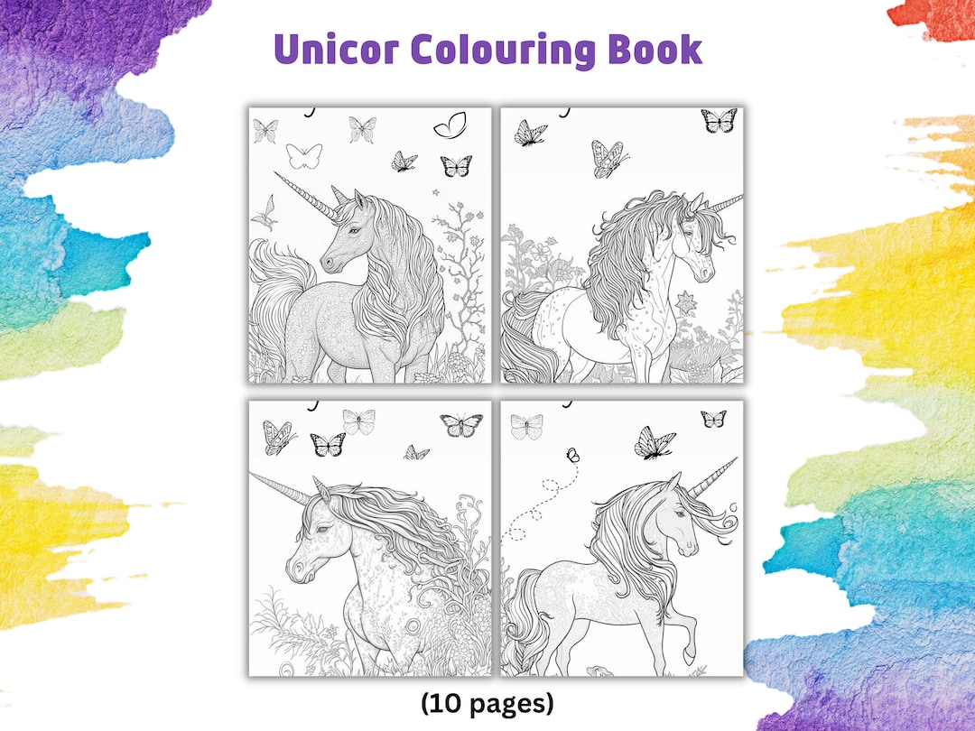 Printable Magical Unicorn Coloring Pages - Etsy