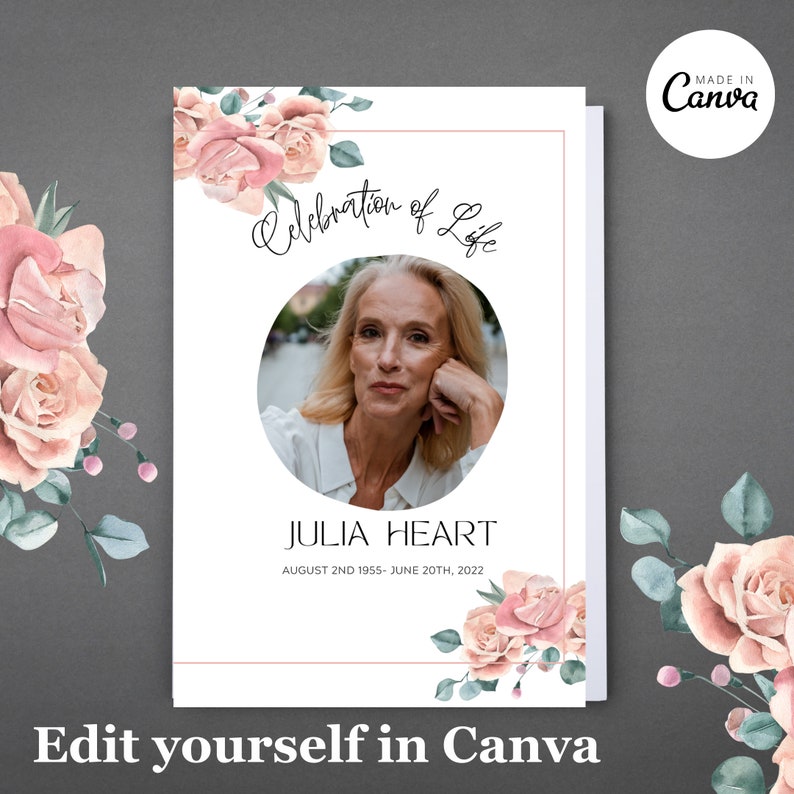 Editable Funeral Program Template, Funeral Order of Service Template ...