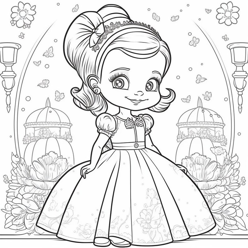 Printable Pretty Princess Coloring Pages - Etsy