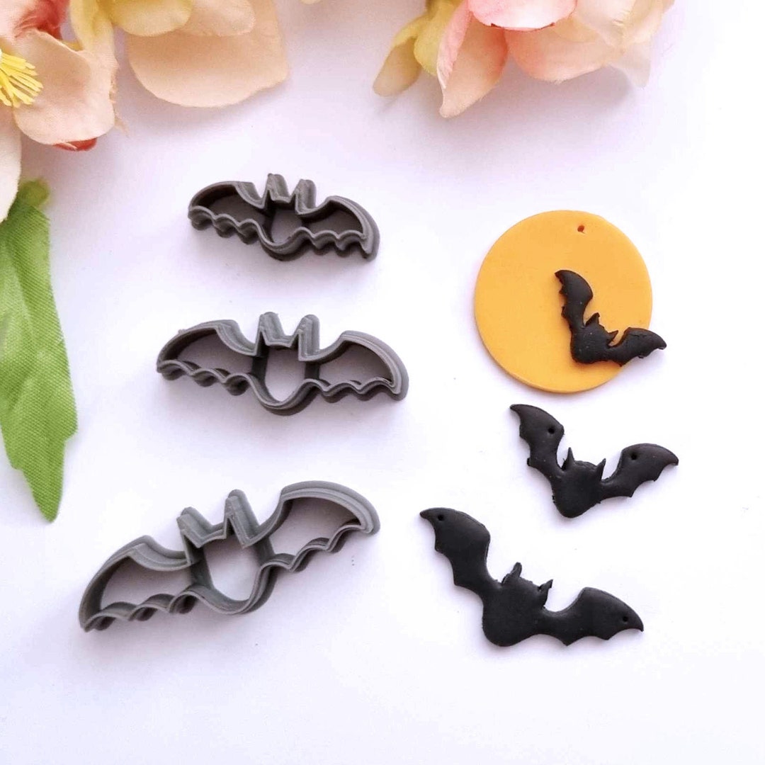 Set of 3 Halloween Bats | Polymer Clay Embossing Tool | Spooky Bat ...