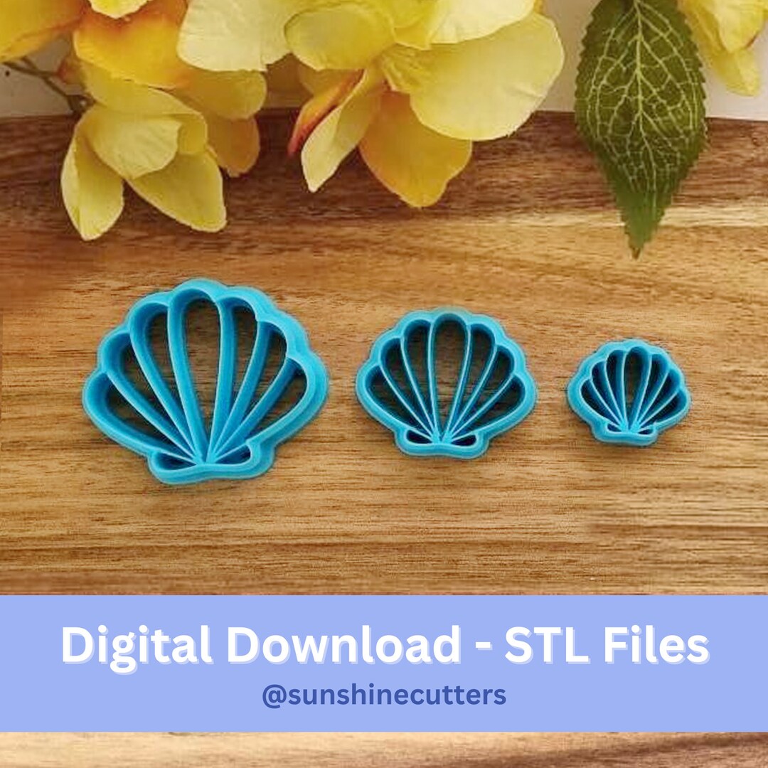 Clam Shell STL File Clay Cutter Seaside Beach Earring Digital File 3d ...