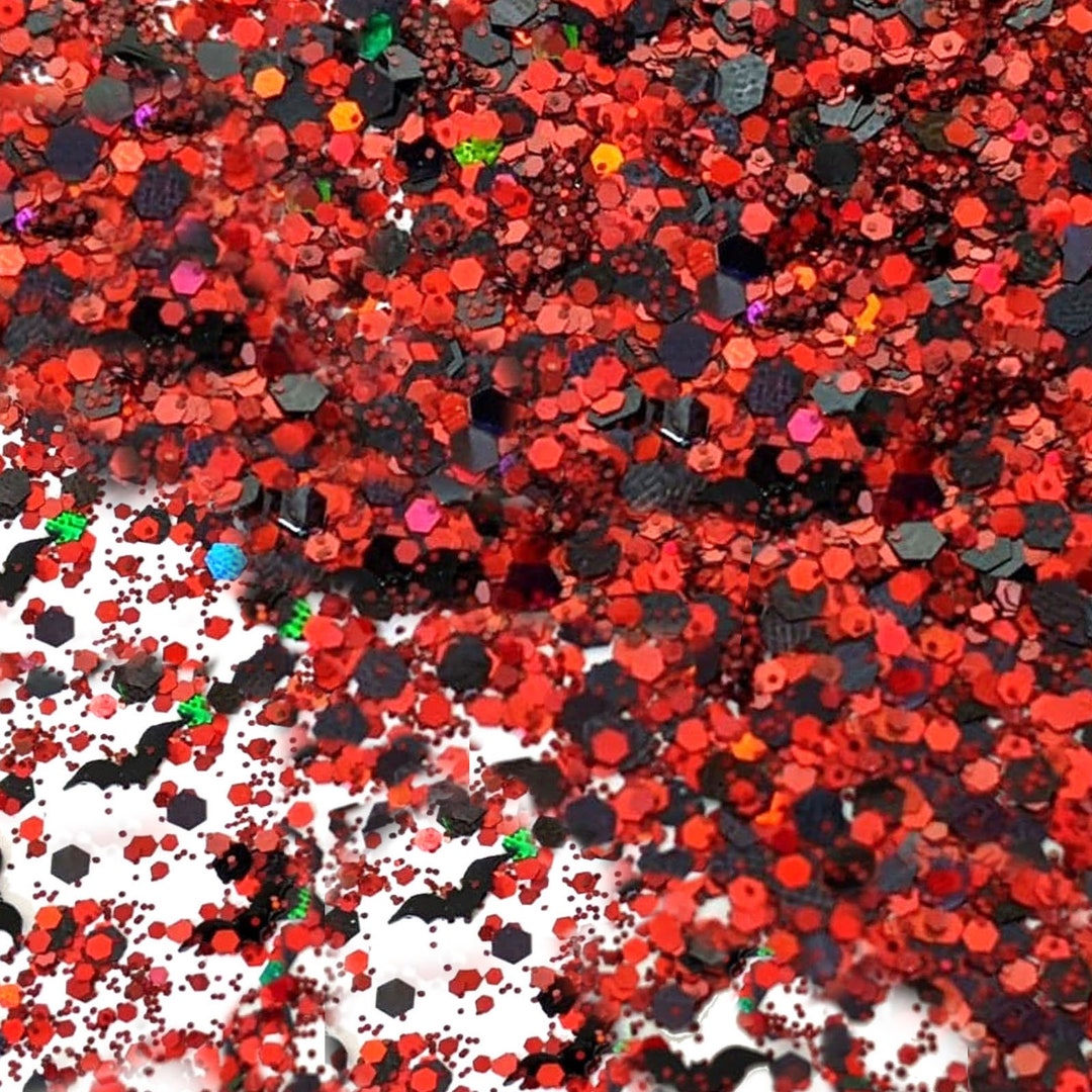 Dracula Glitter Mix: Red Black Bat Shapes, Nail Art Resin (4g Bag) - Etsy