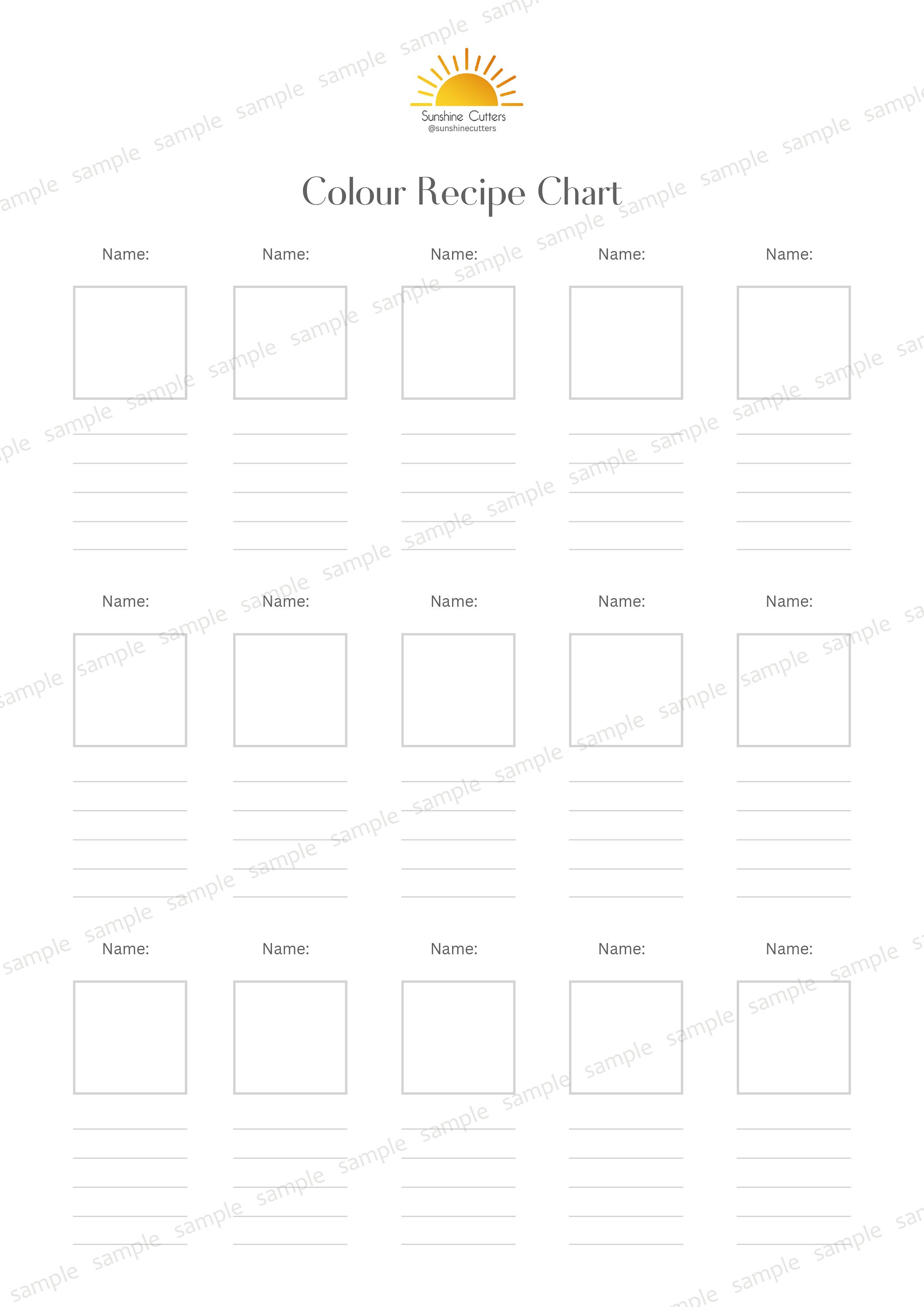 Clay Colour Recipe Chart: Printable Card Template (digital Download) - Etsy
