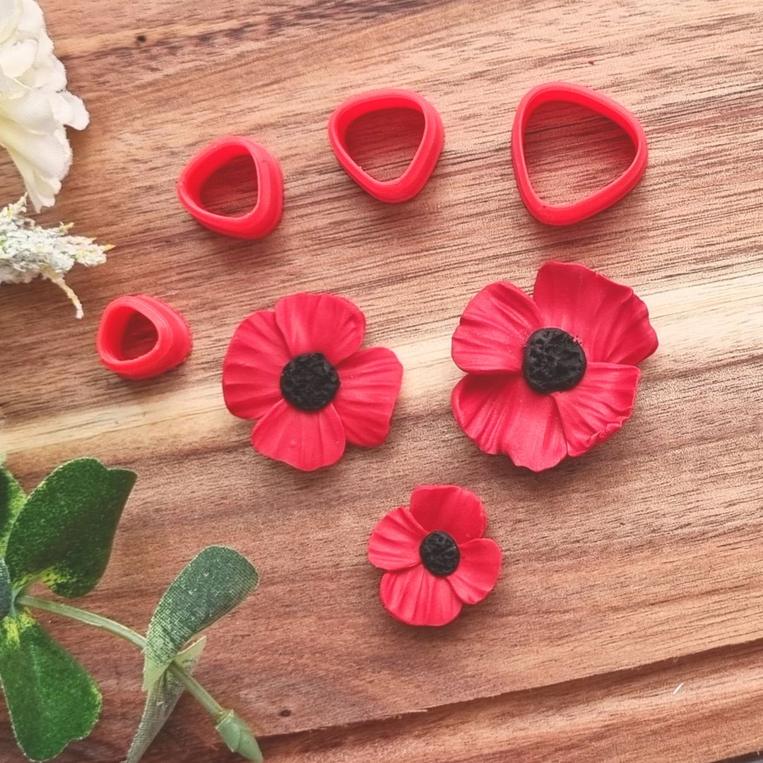 Polymer Clay Earring Cutters Remembrance Day Poppy Petal Set Lest We ...