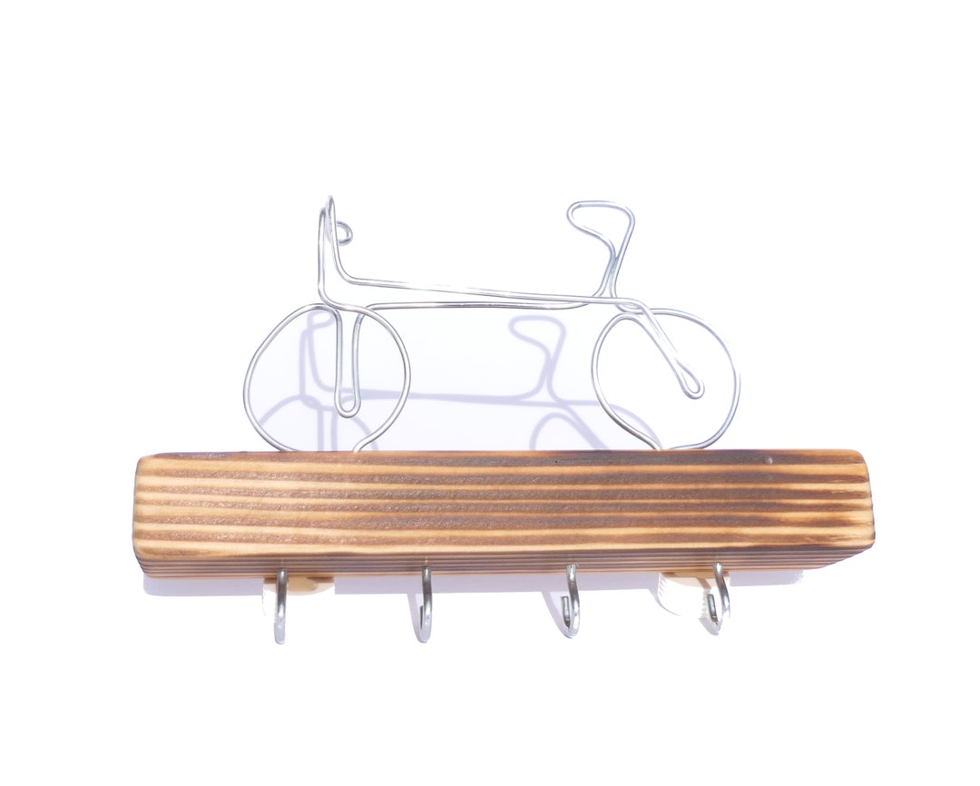 Bicycle Key Holder, Flamed Wood and Wire - Etsy