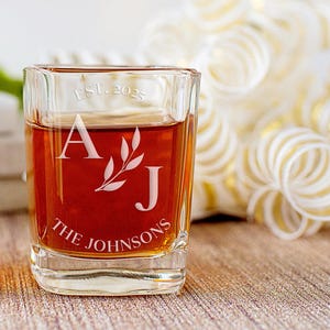 Initials Laurel Wedding Shot Glasses: Custom Wedding Favors for Guests ...