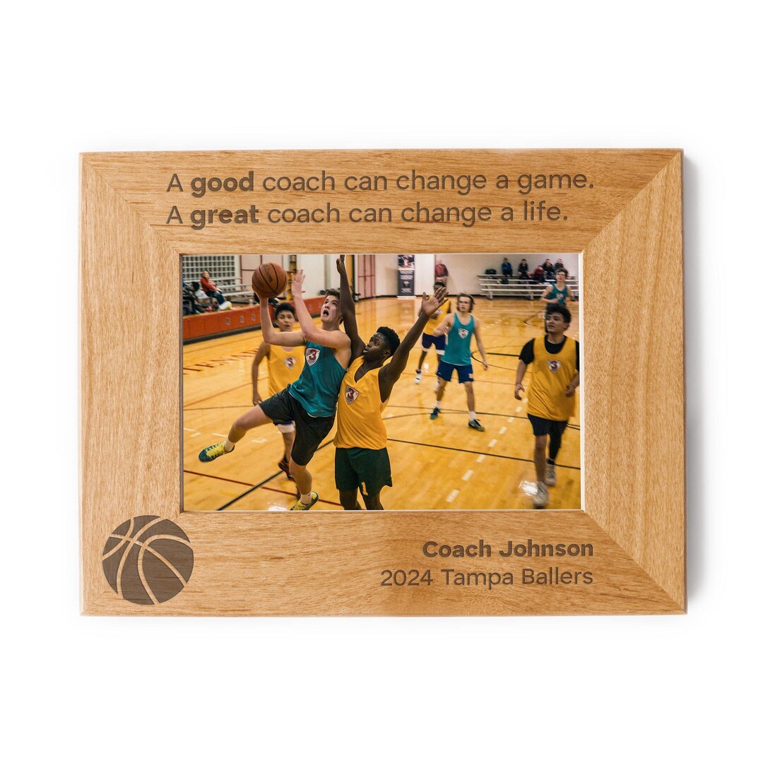 Basketball Coach Red Alder Wood Picture Frame: Personalized Thank You ...