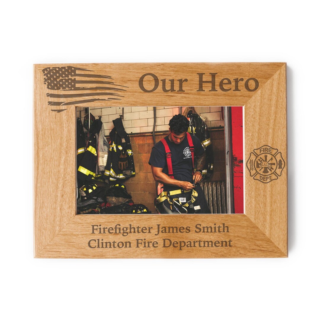 Our Hero Firefighter Picture Frame: Volunteer or Firefighter Dad Gift ...
