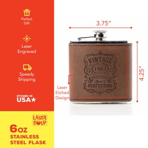Vintage Year 40th Birthday Flask Decorations for Him, Travel Flask, 40 ...