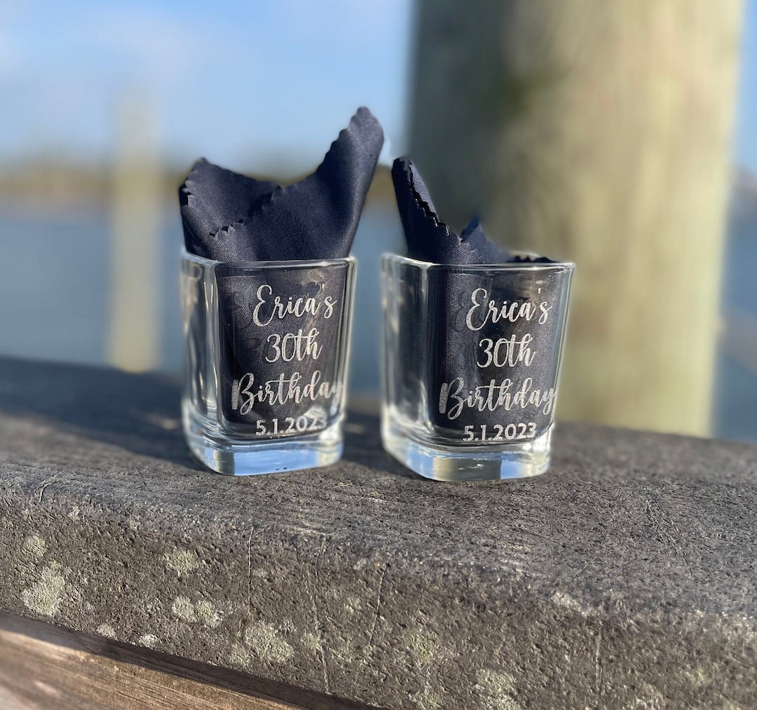 Personalized Birthday Shot Glasses, Party Favors & Gifts for 21st, 30th ...