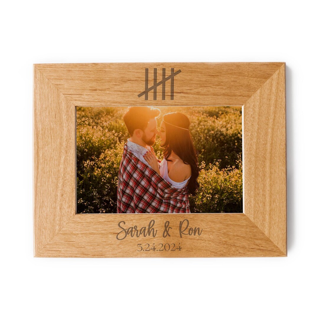5th Wedding Anniversary Wooden Picture Frame: 5-year Anniversary Gift ...
