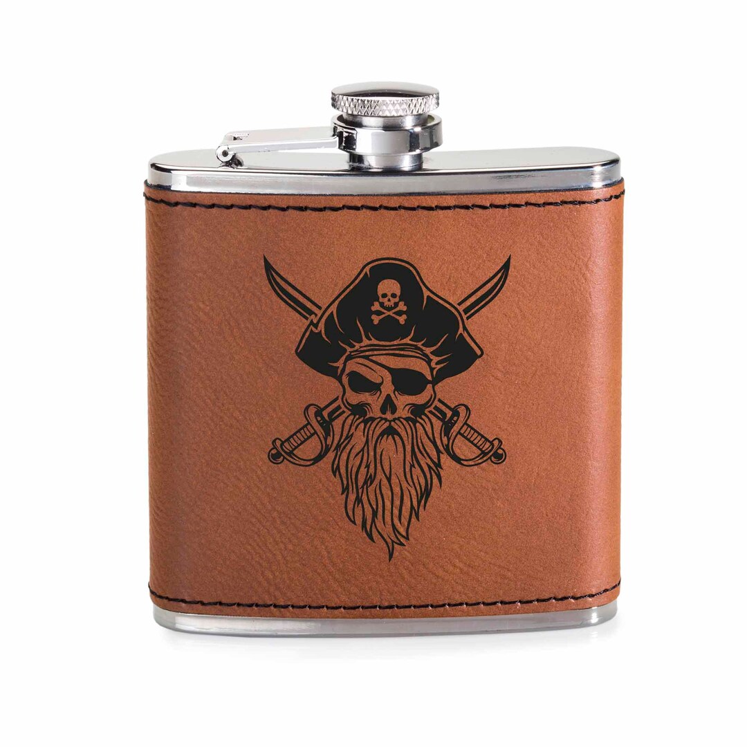 Pirate Skull Jolly Roger Beard Flask Whiskey Flask, Pirate Costume ...