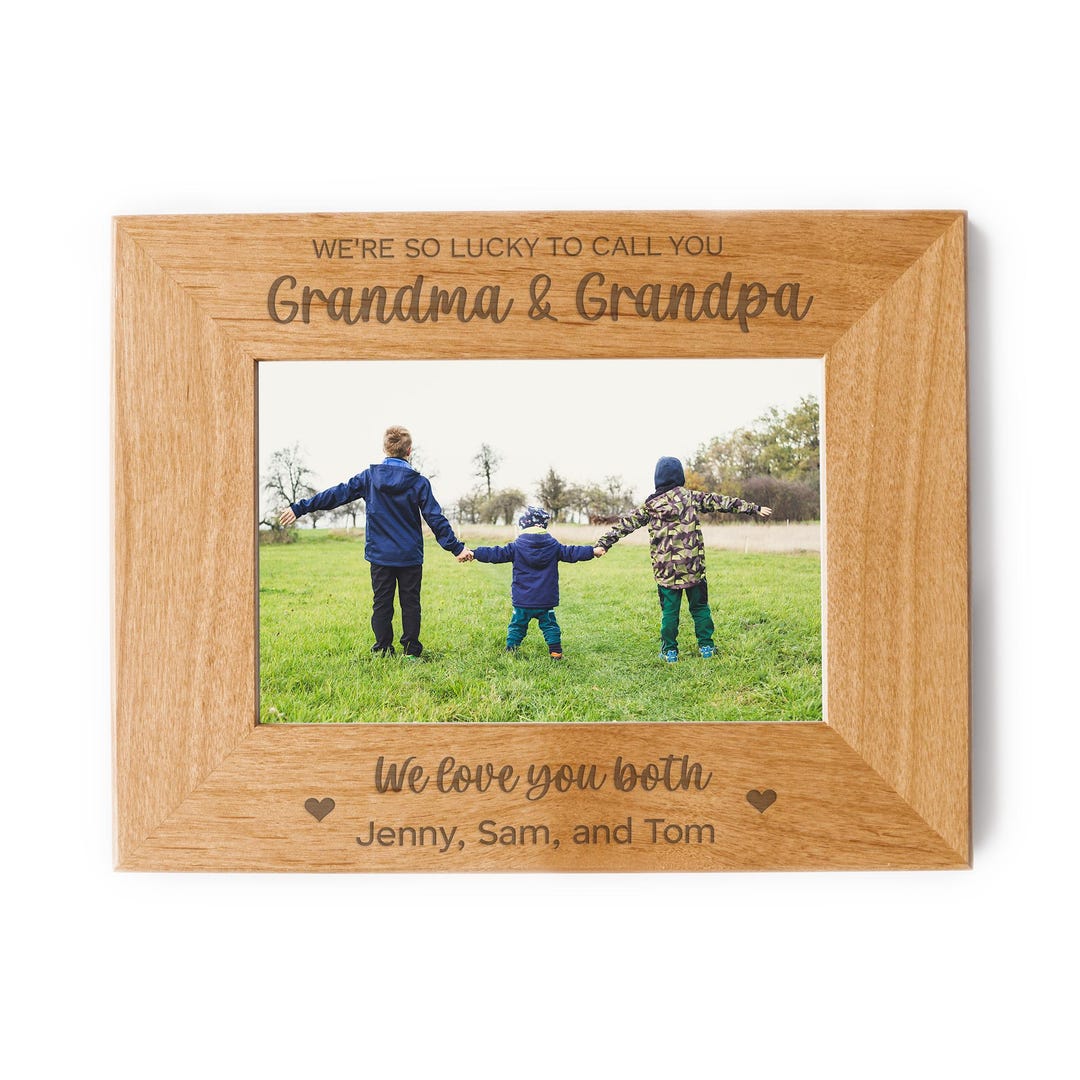 Lucky Grandma Grandpa Love Picture Frame Grandparents Gift, Grandma ...