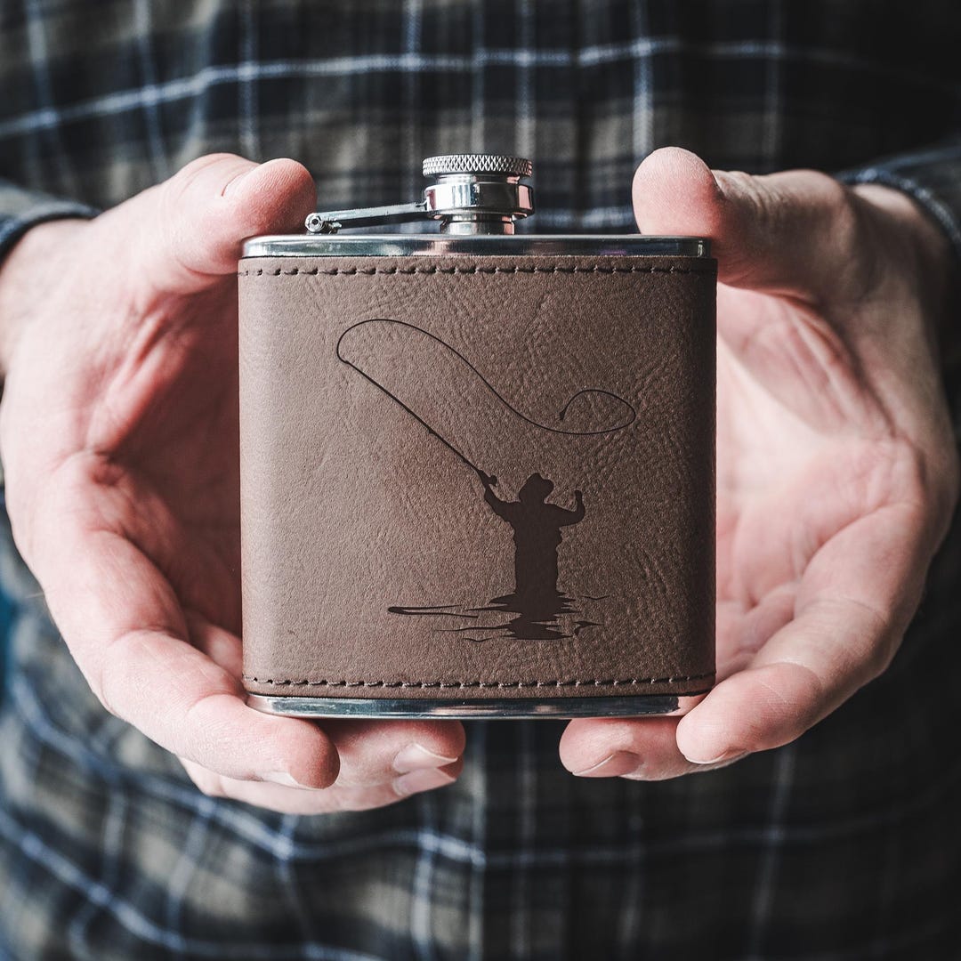 Fly Fisherman Flask - Dad Gift, Fisherman Gift, Grandpa Gift, Grandpa Flask, Dad Flask, Fly ...