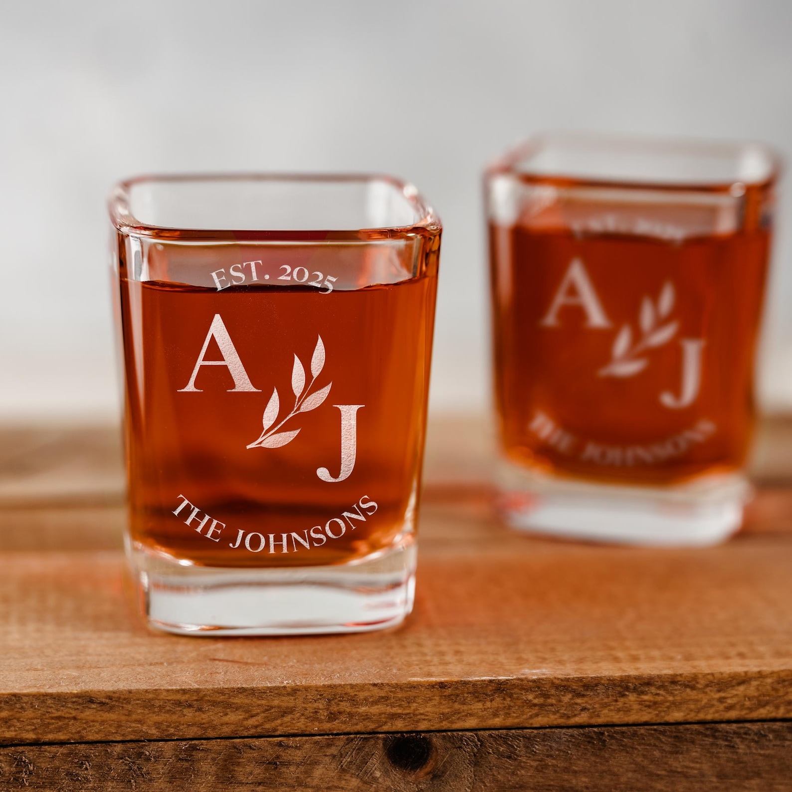 Initials Laurel Wedding Shot Glasses: Custom Wedding Favors for Guests ...