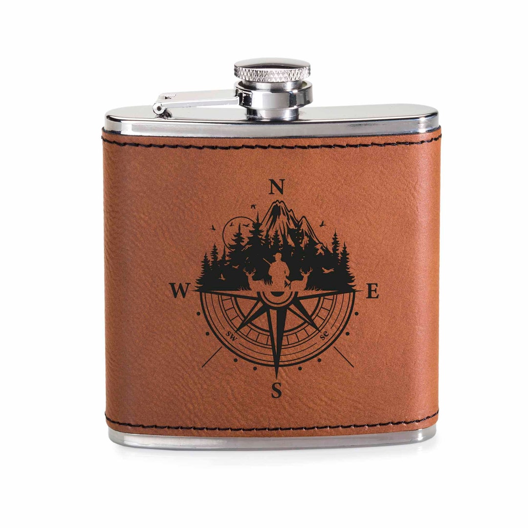 Hunting Compass Mountains Flask Hunting Gifts, Hunting Knife, Whiskey ...