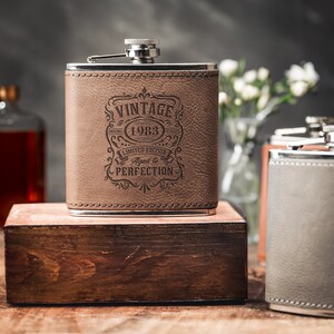 Vintage Year 40th Birthday Flask Decorations for Him, Travel Flask, 40 ...