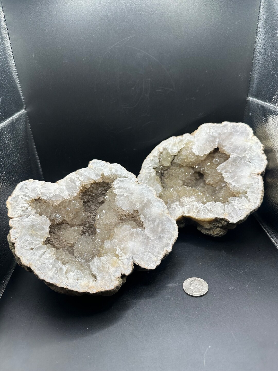 Natural Keokuk Quartz Geode Pair Unpolished 3609 Grams 7.960 Lbs Free ...